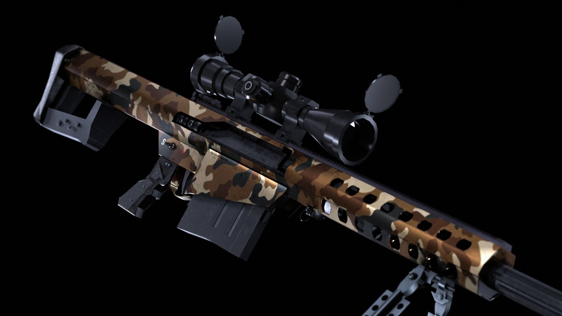 3D model M107a1 Barrett Sniper Rifle VR / AR / low-poly rigged | CGTrader