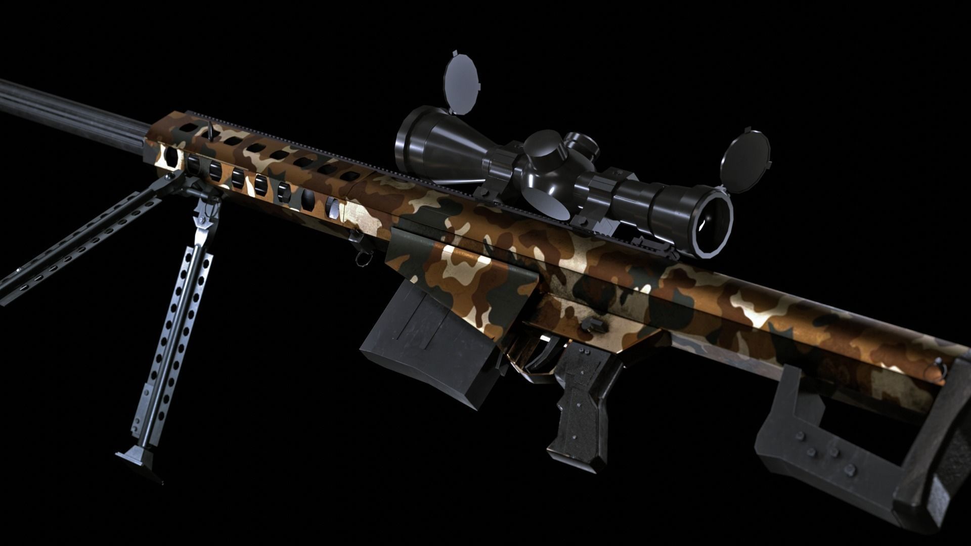 3D model M107a1 Barrett Sniper Rifle VR / AR / low-poly rigged | CGTrader