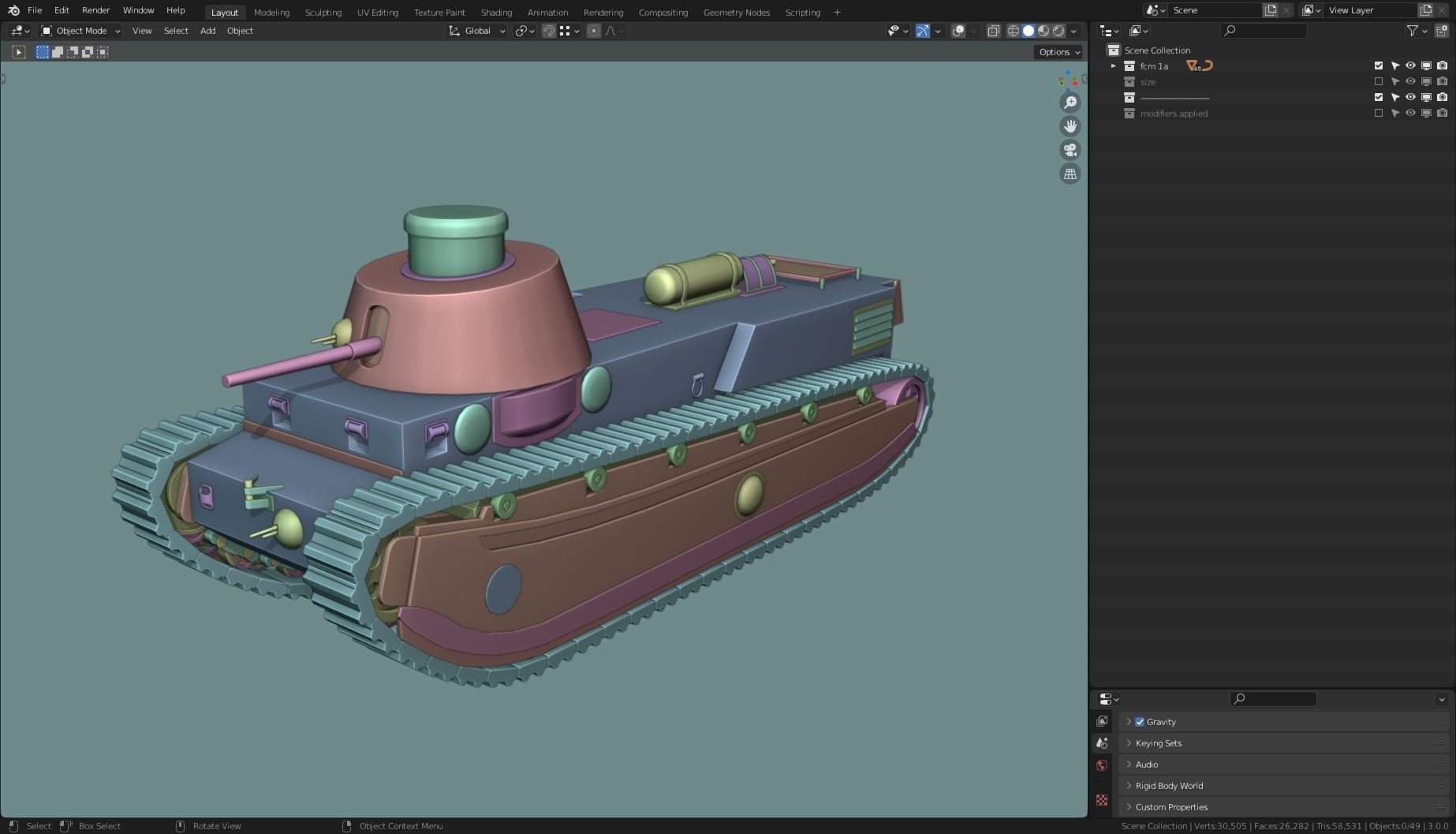 3D model FCM 1a TANK BASE MESH VR / AR / low-poly | CGTrader