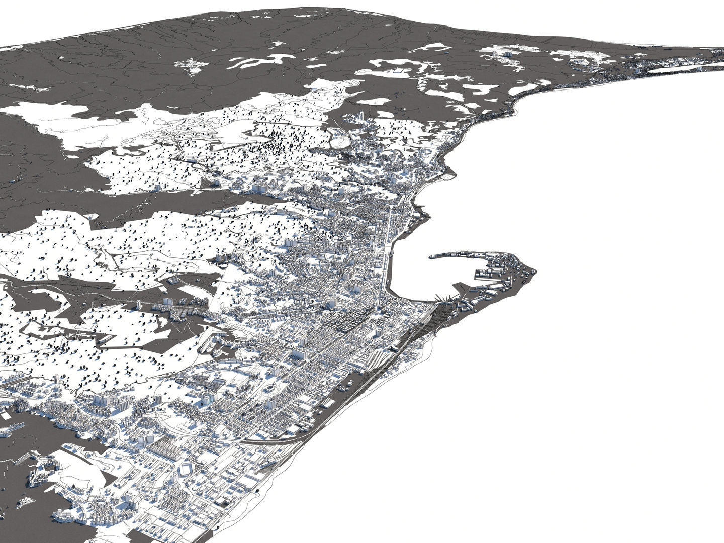 Messina Italy 50x50km City Map 3D Model 3D model | CGTrader