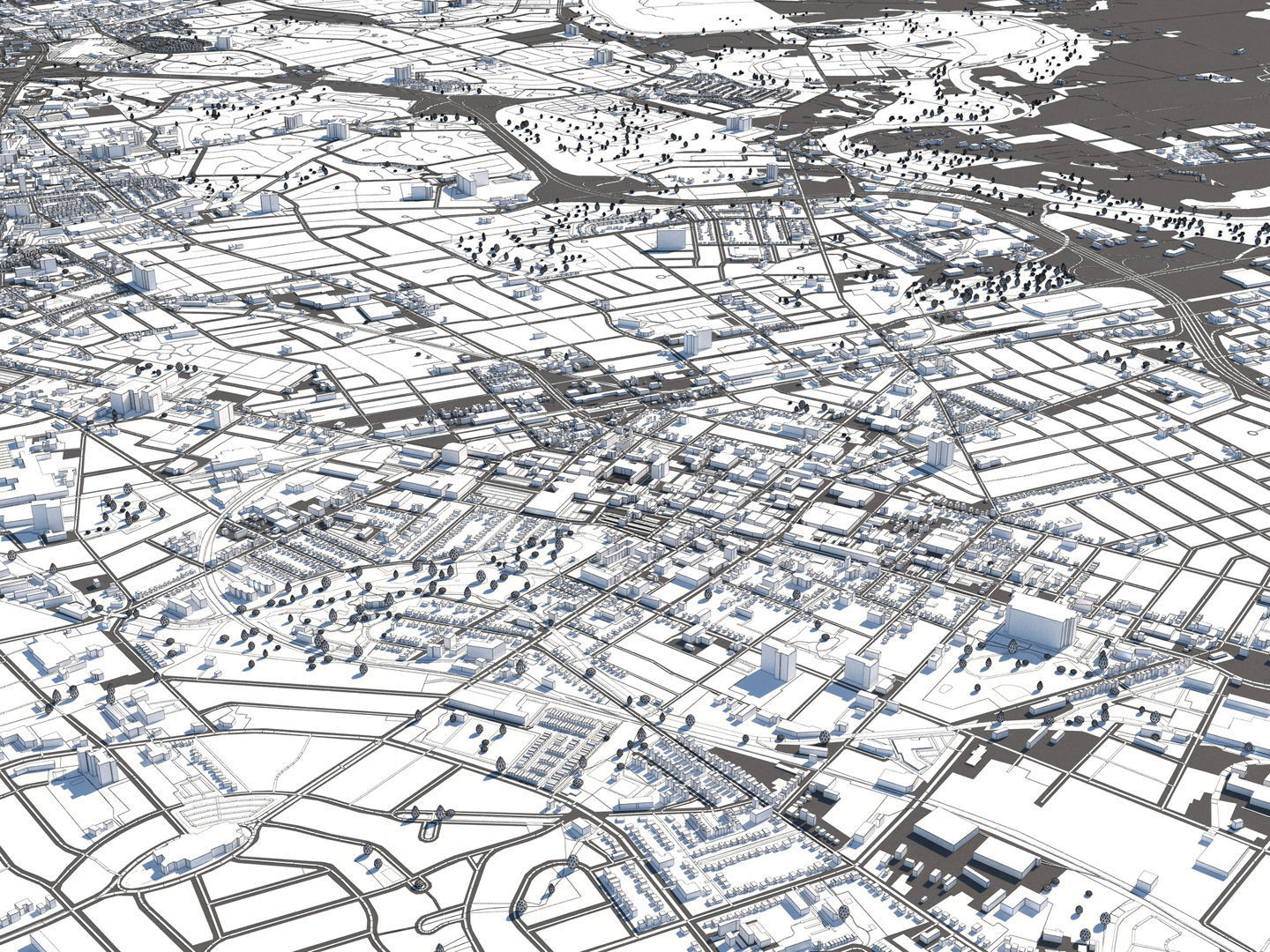 Kitchener Canada 50x50km 3D City Map 3D model | CGTrader