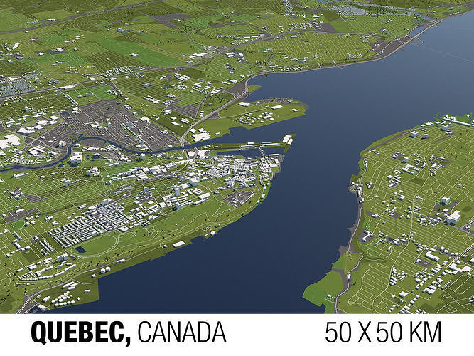 Quebec Canada 50x50km 3D City Map 3D model | CGTrader