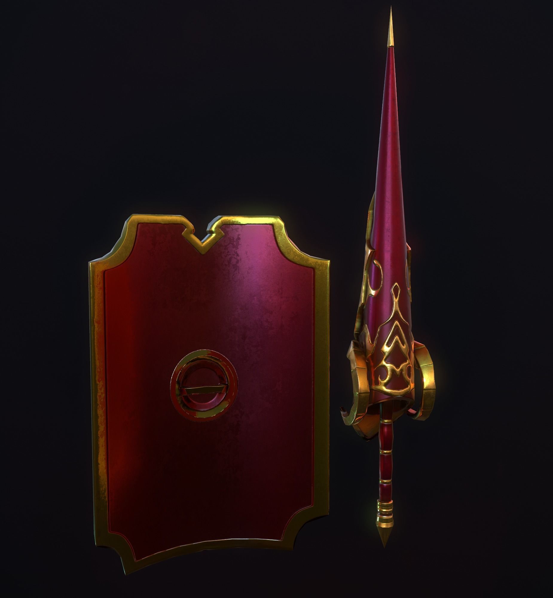 3D model PBR Lance and Shield VR / AR / low-poly | CGTrader