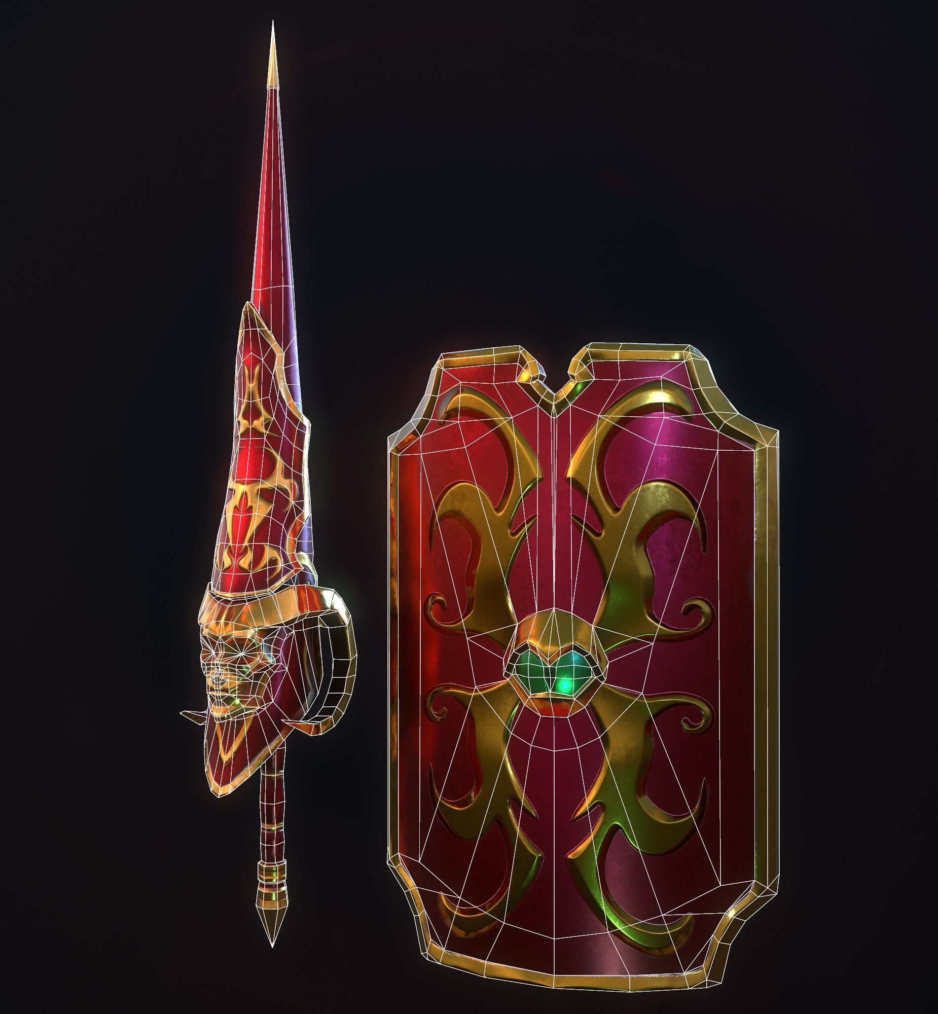 3D model PBR Lance and Shield VR / AR / low-poly | CGTrader