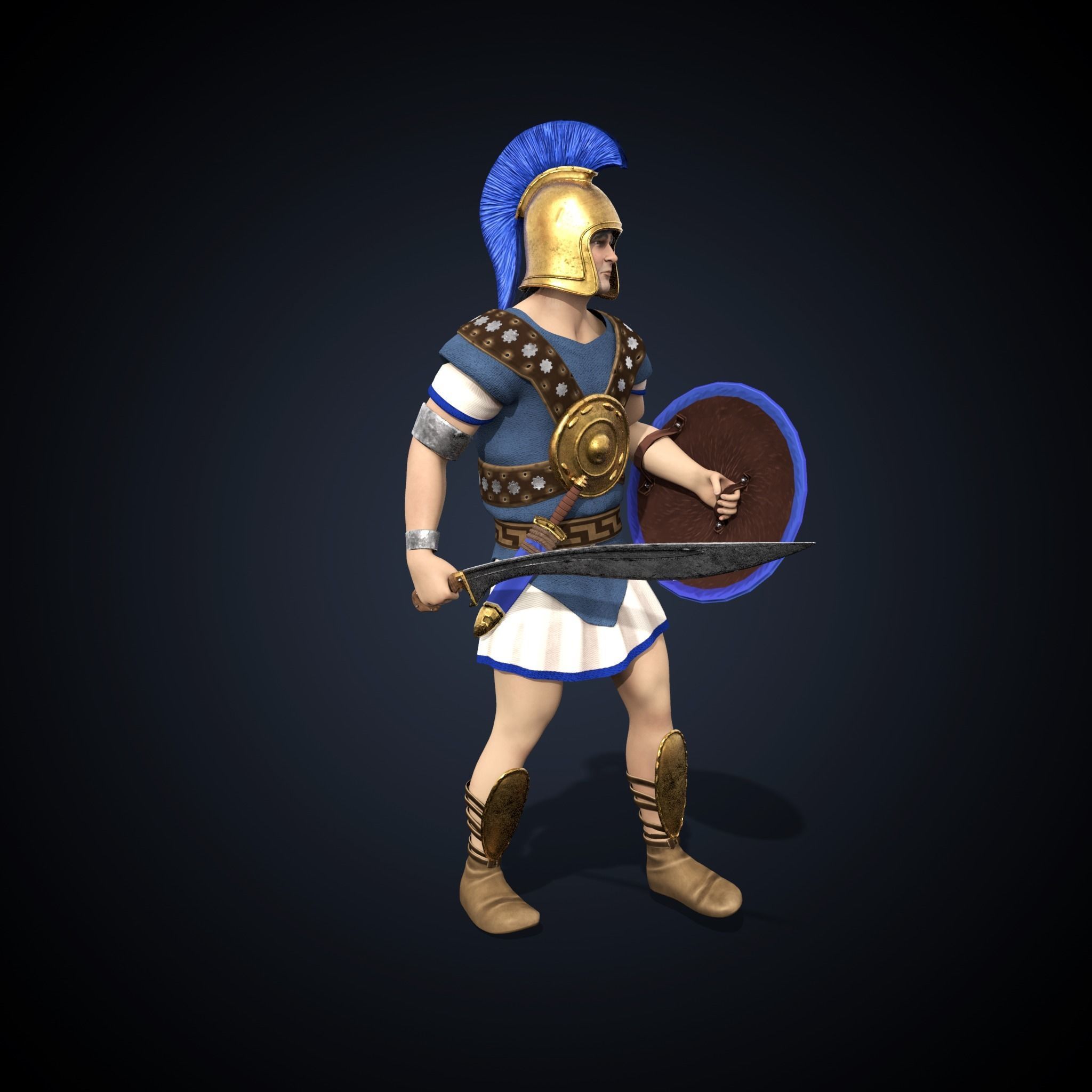 Iberian caetrati 3D model animated rigged | CGTrader