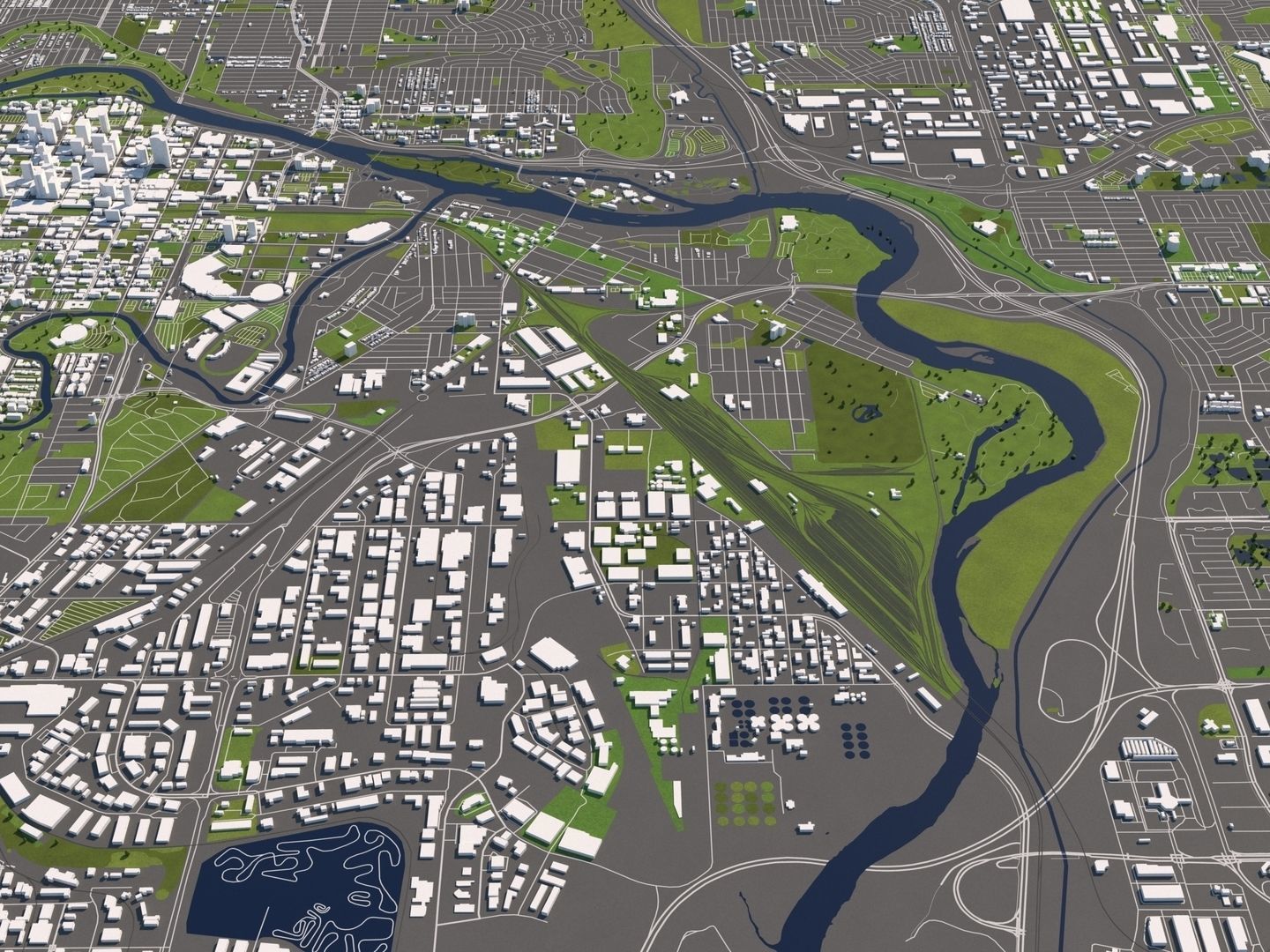 Calgary Canada 50x50km 3D City Map 3D model | CGTrader