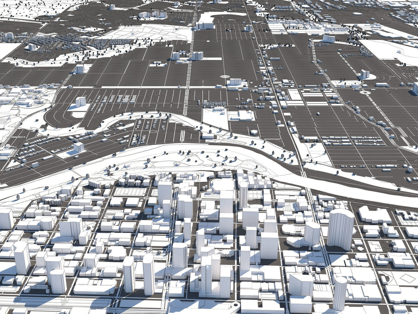Calgary Canada 50x50km 3D City Map 3D model | CGTrader
