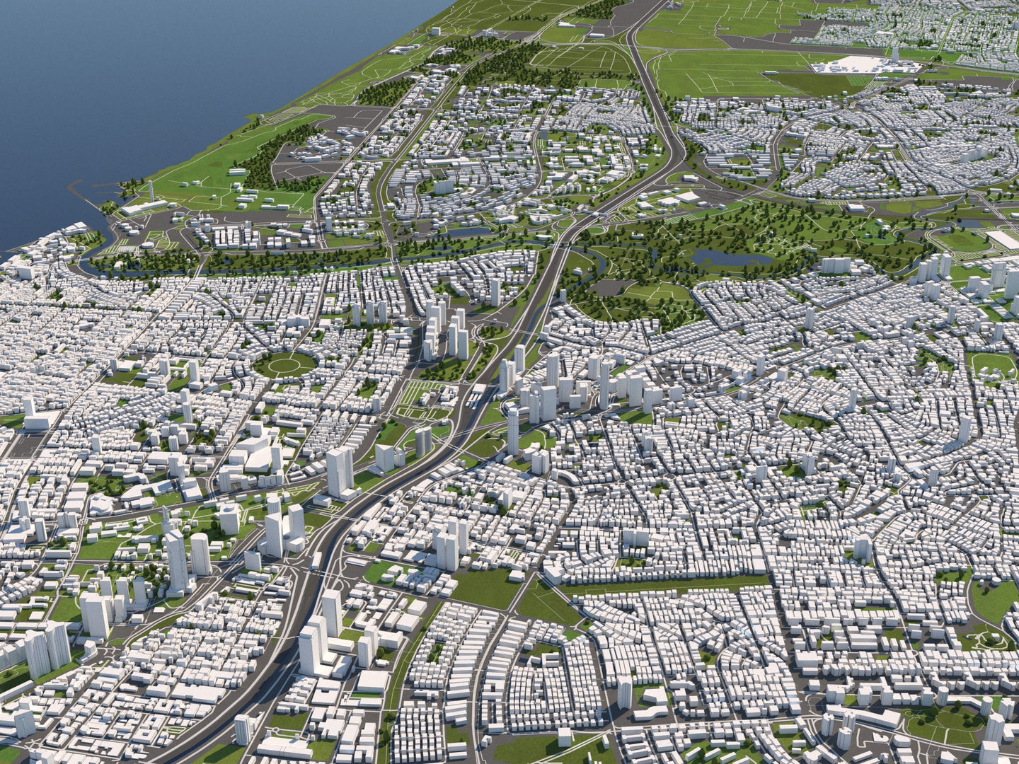 Tel Aviv Israel 50x50km 3D City Map 3D model | CGTrader