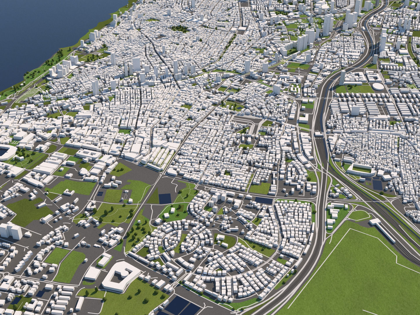 Tel Aviv Israel 50x50km 3D City Map 3D model | CGTrader