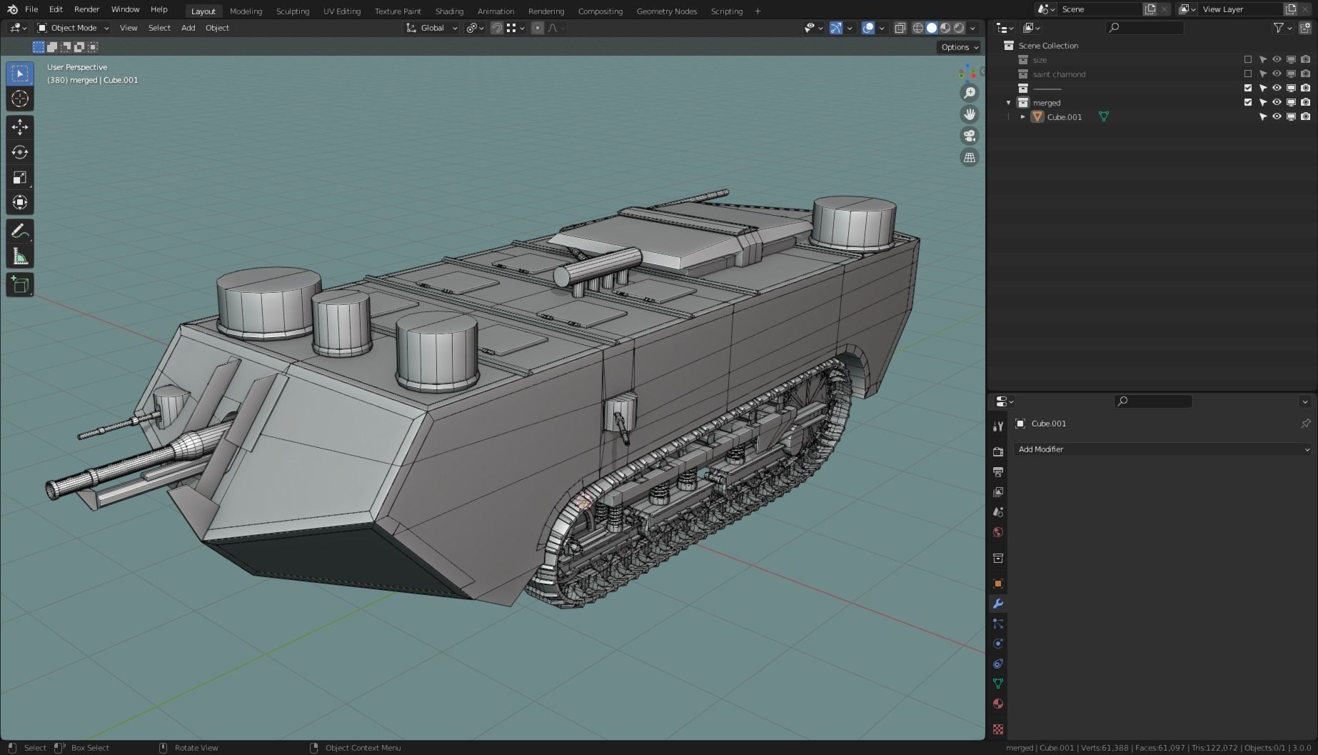 3D model Saint Chamond TANK BASE MESH VR / AR / low-poly | CGTrader