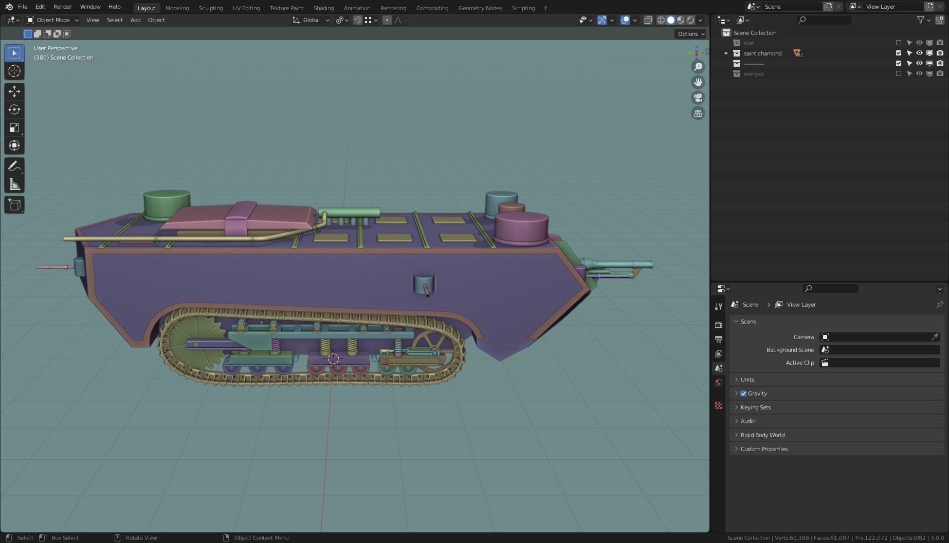 3D model Saint Chamond TANK BASE MESH VR / AR / low-poly | CGTrader