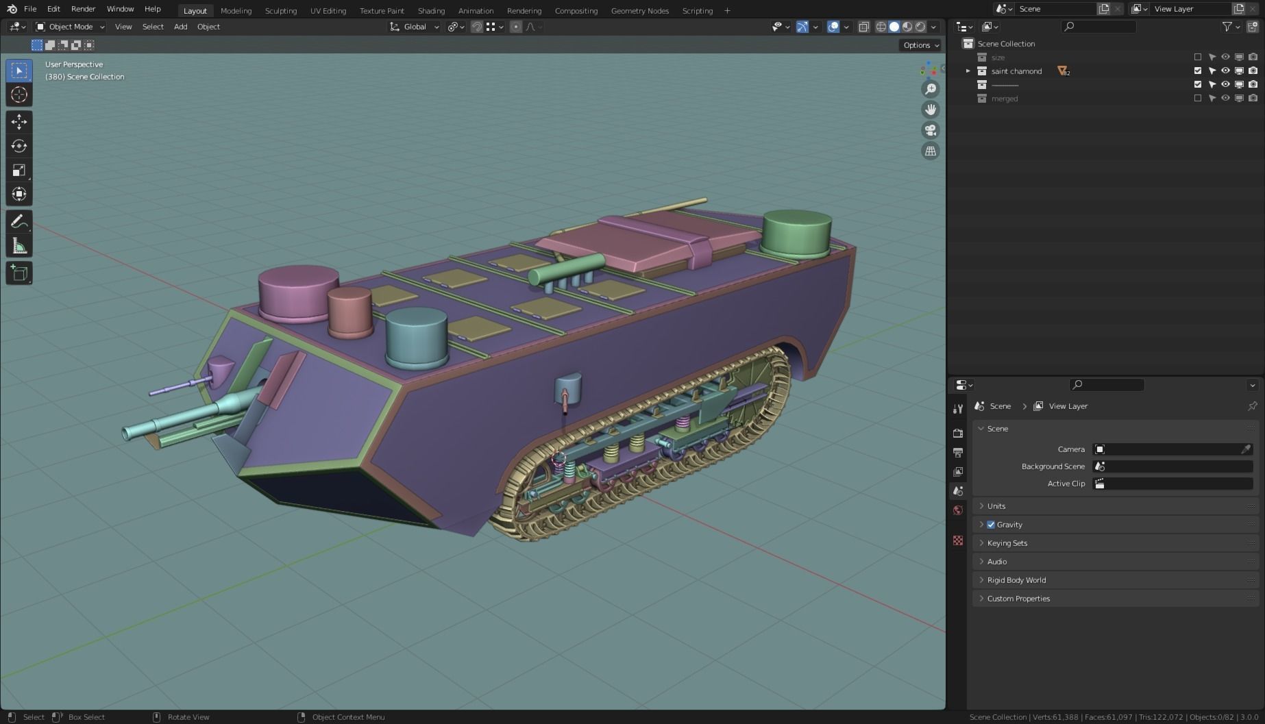 3D model Saint Chamond TANK BASE MESH VR / AR / low-poly | CGTrader