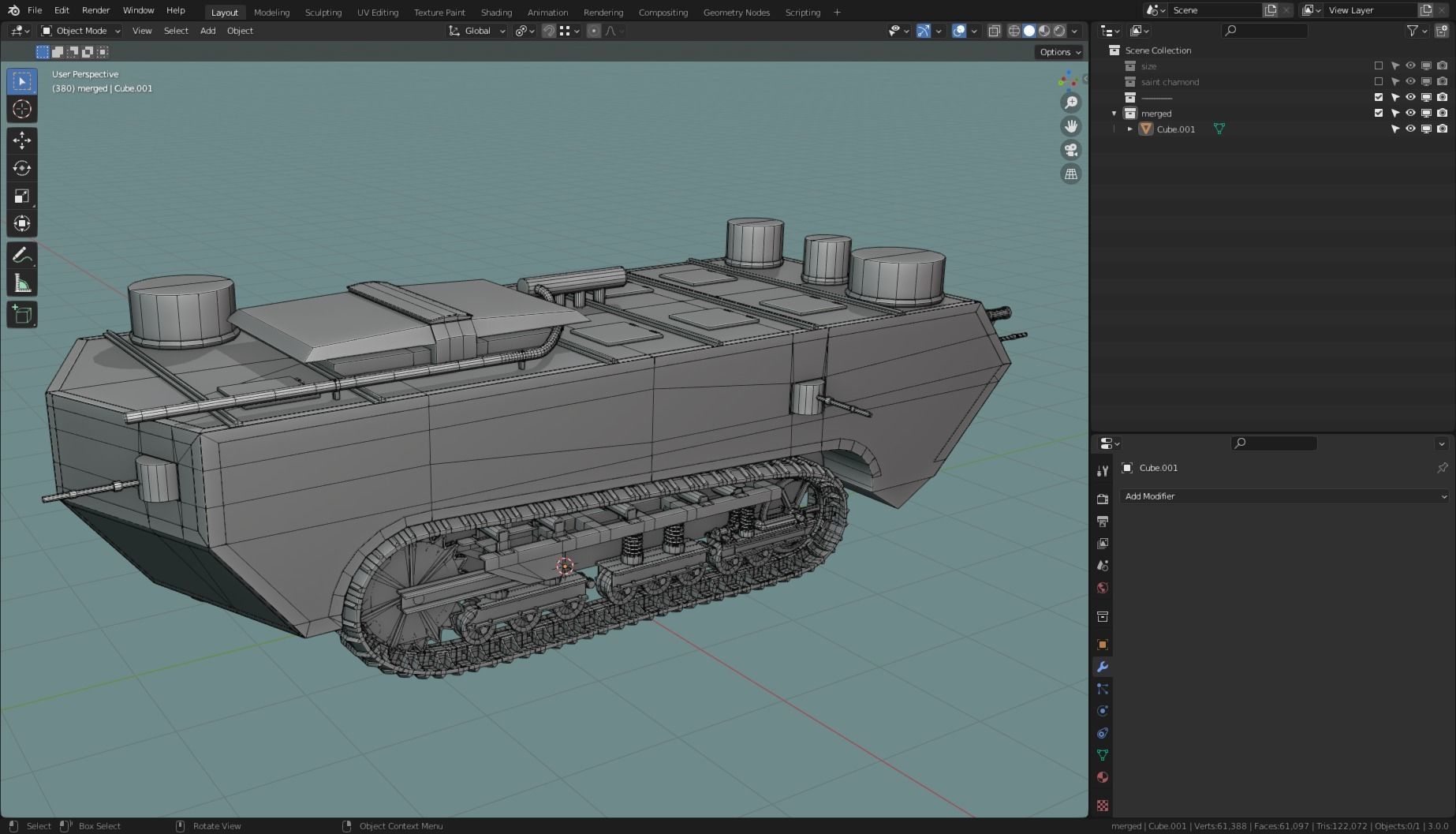 3D model Saint Chamond TANK BASE MESH VR / AR / low-poly | CGTrader