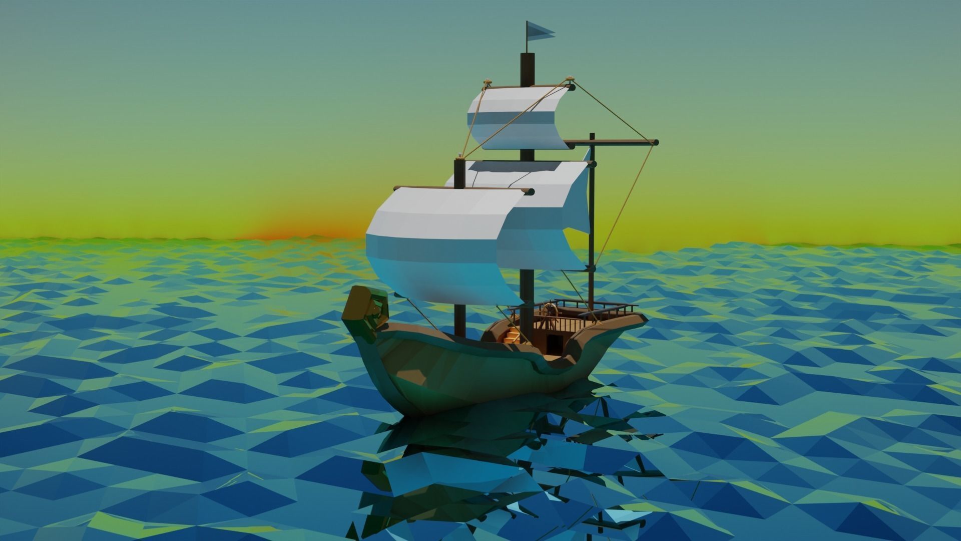 3D model Low poly Pirate ship VR / AR / low-poly | CGTrader