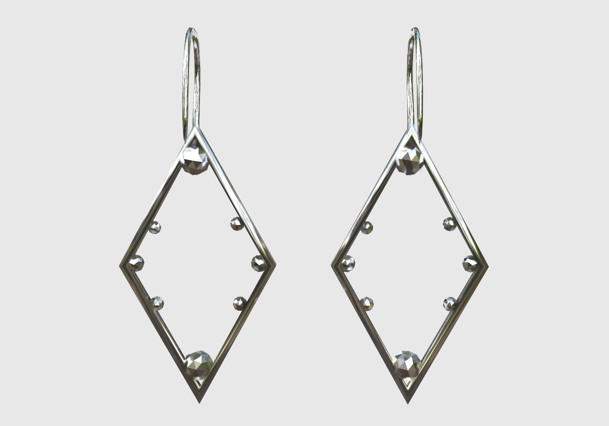 Rhombus Earrings Jewellery 3D model | CGTrader