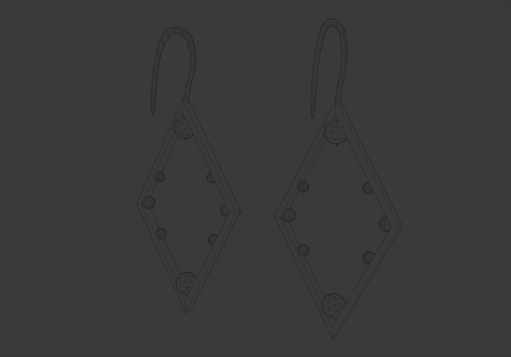 Rhombus Earrings Jewellery 3D model | CGTrader
