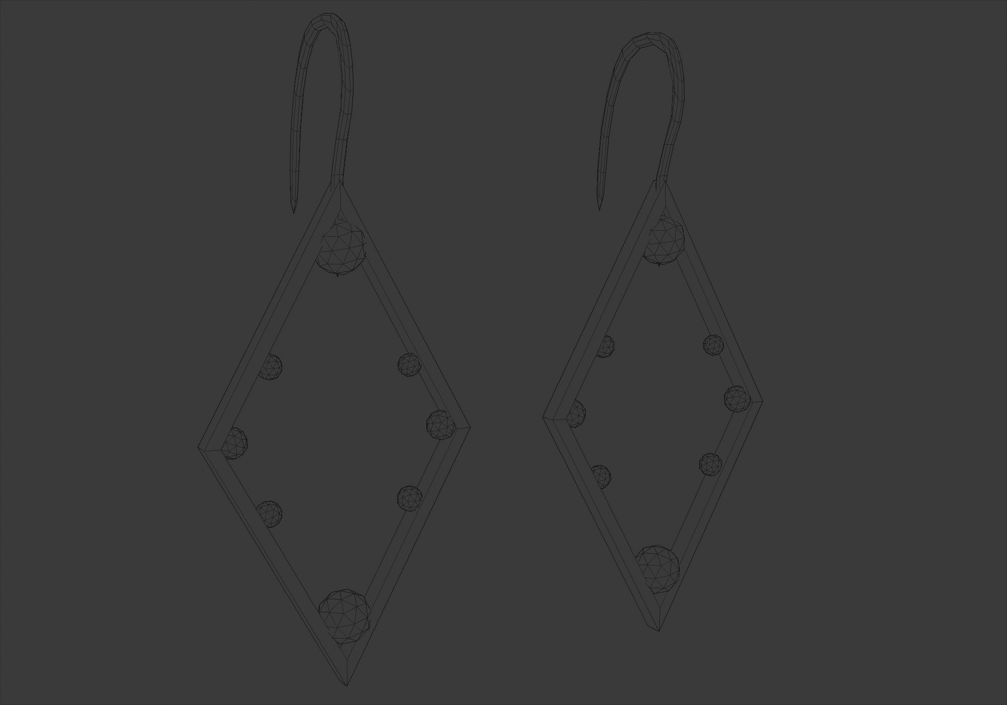 Rhombus Earrings Jewellery 3D model | CGTrader