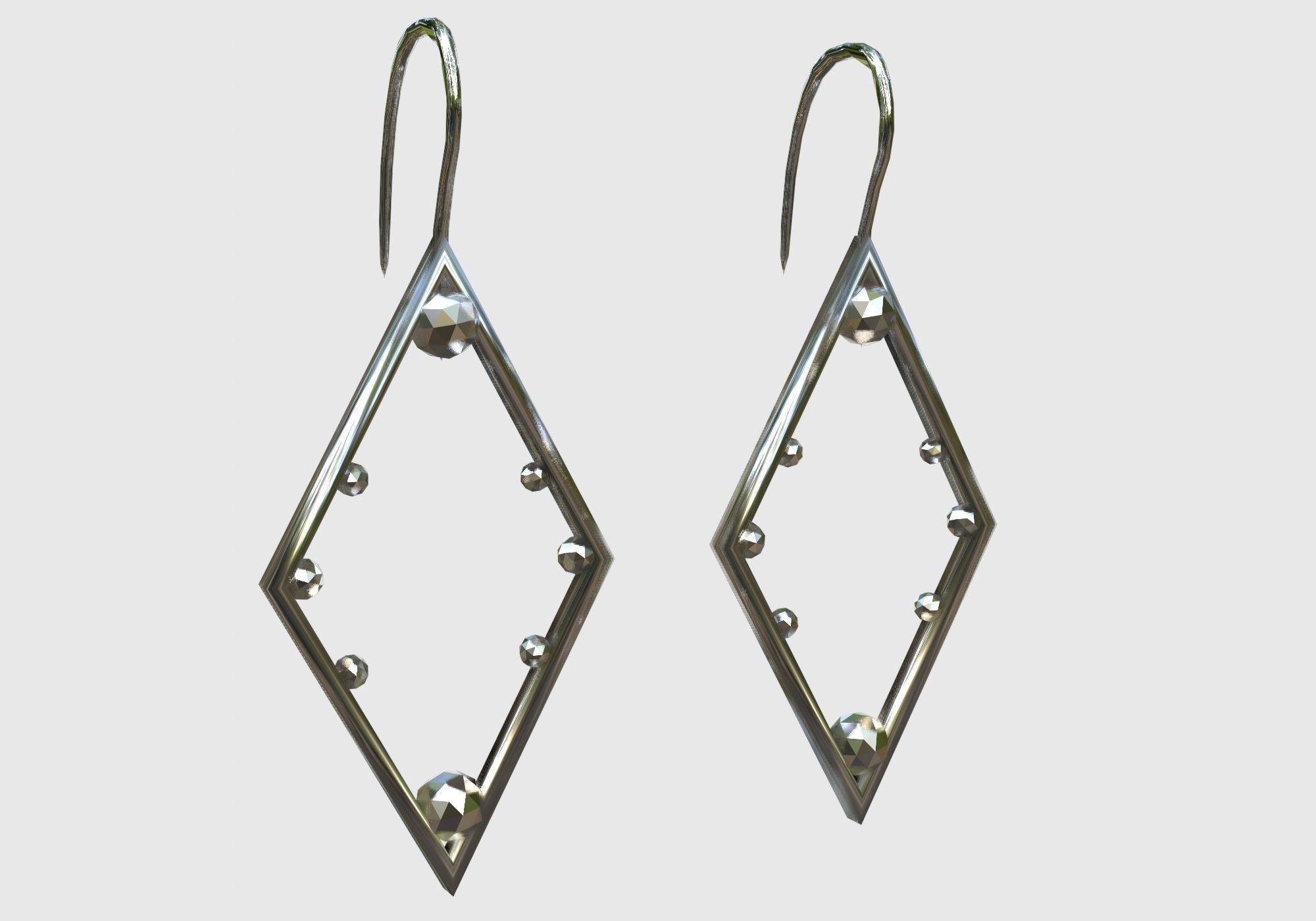 Rhombus Earrings Jewellery 3D model | CGTrader