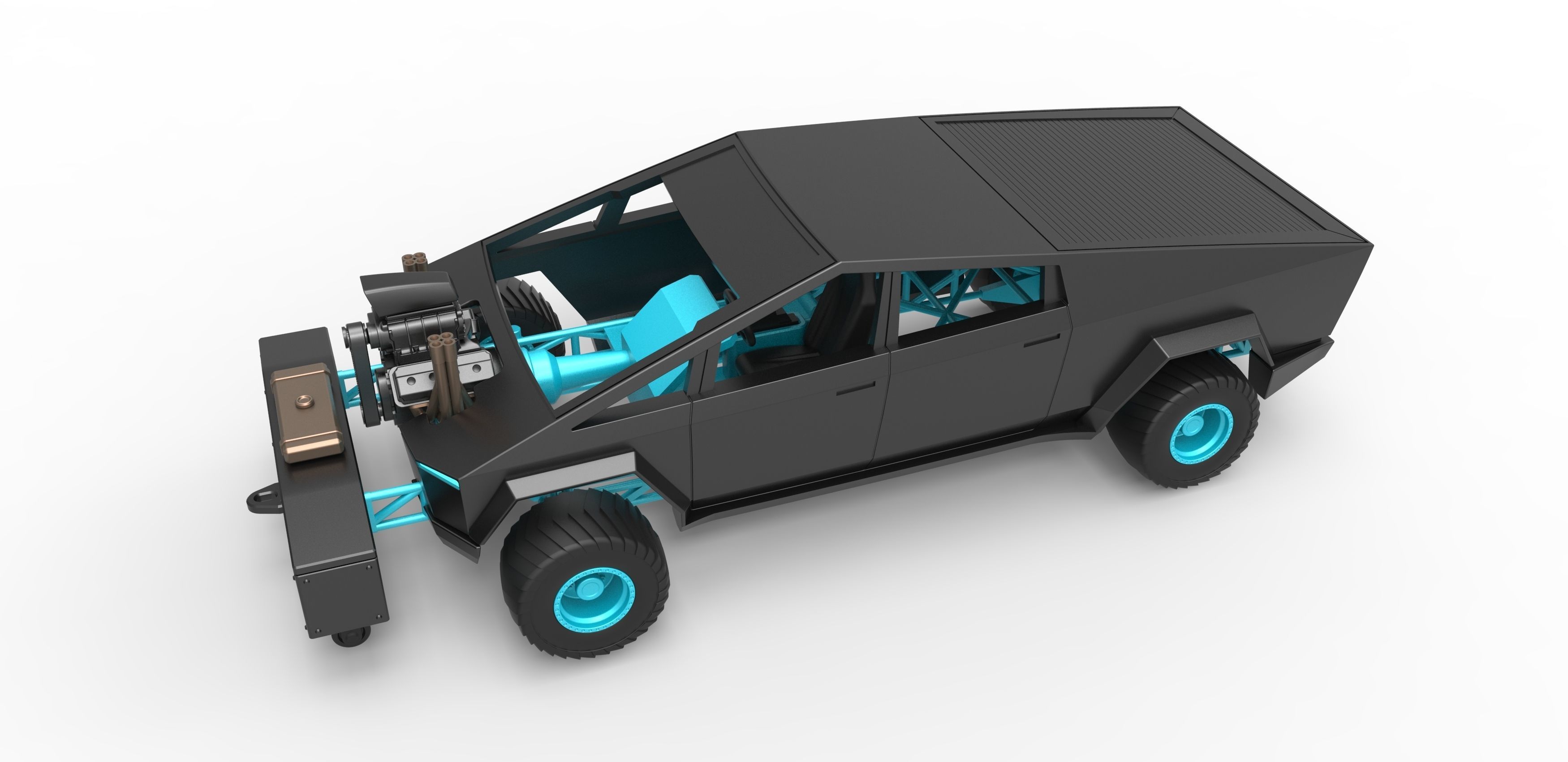 Diecast Tesla Cybertruck pulling truck 4wd Scale 1 to 25 3D model 3D ...