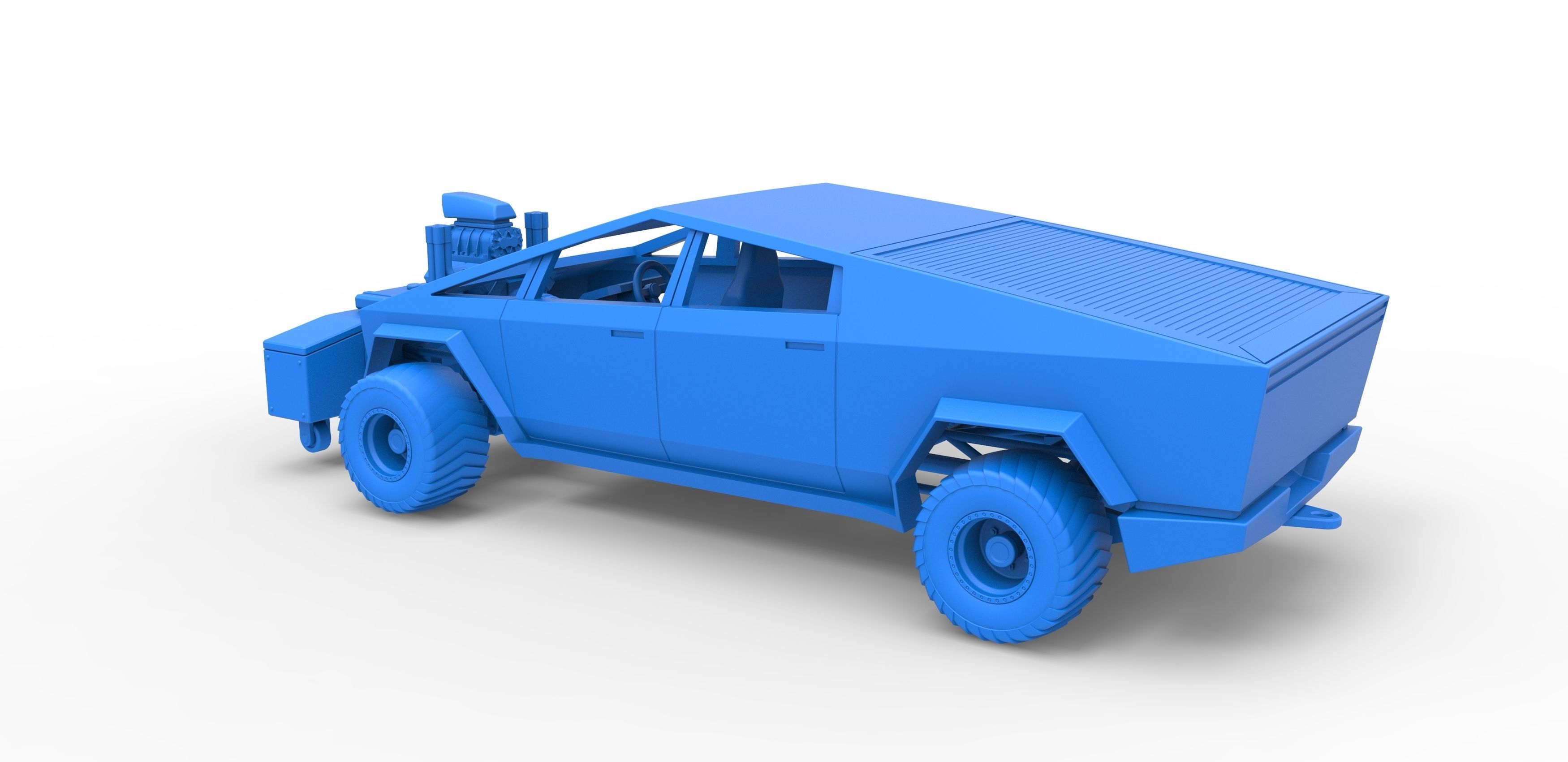 Diecast Tesla Cybertruck pulling truck 4wd Scale 1 to 25 3D model 3D ...