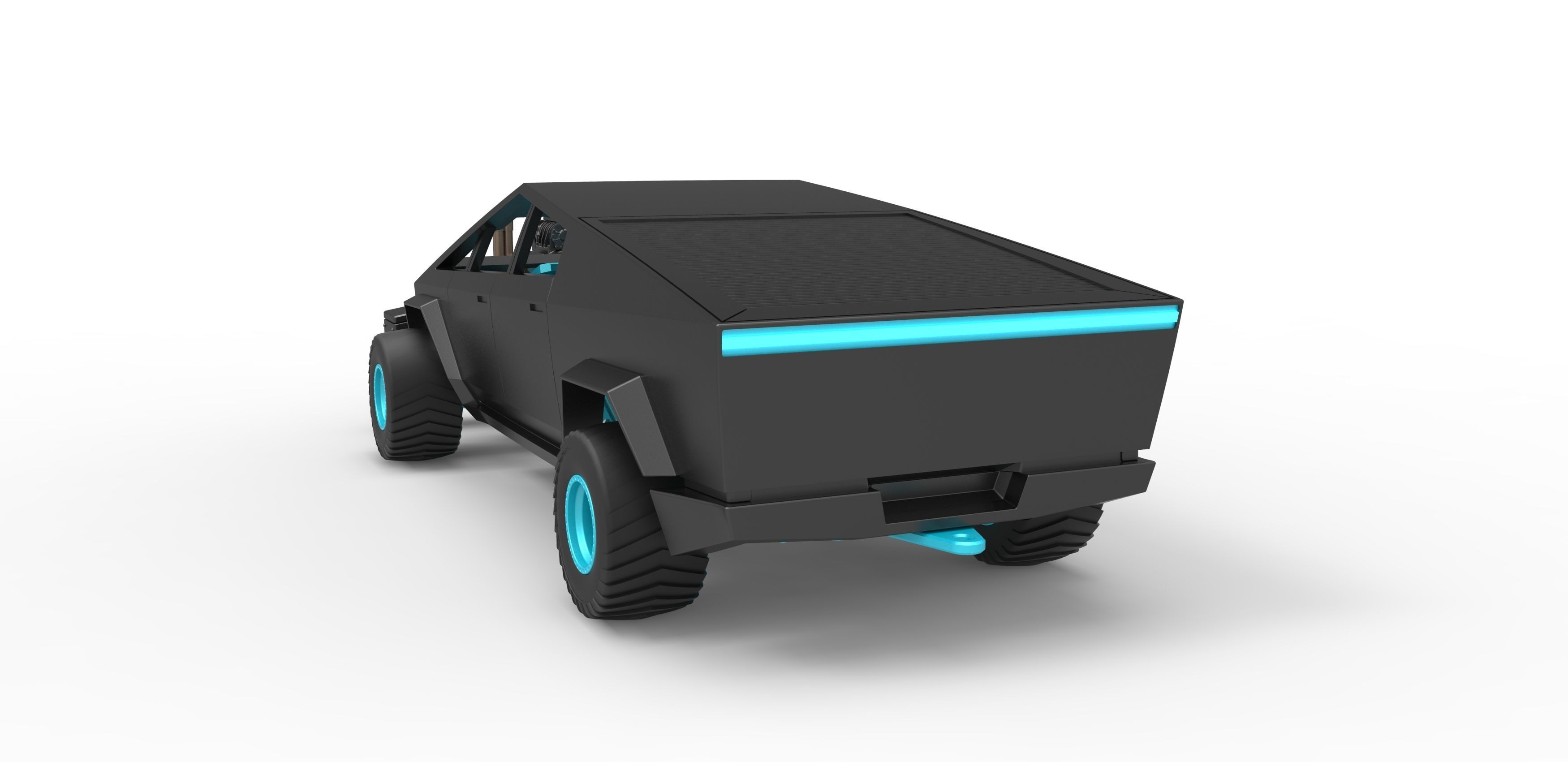 Diecast Tesla Cybertruck pulling truck 4wd Scale 1 to 25 3D model 3D ...