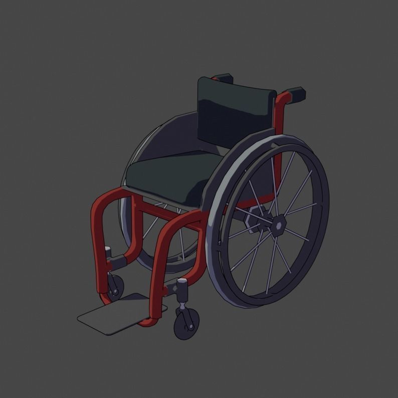 Stylized Manual Wheelchair 3D model rigged | CGTrader