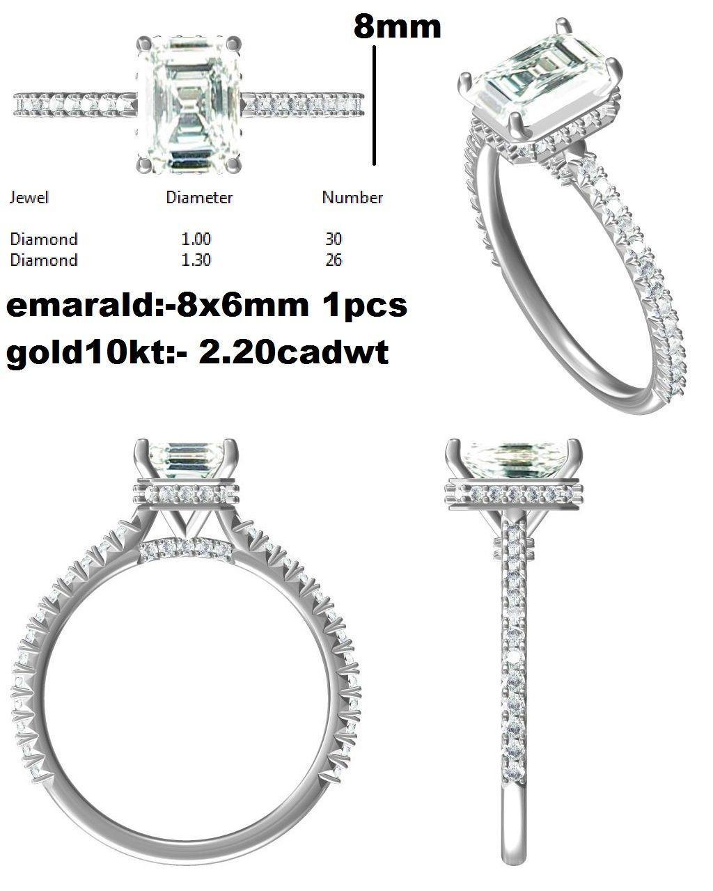 Emerald Cut Engagement Rings For Women Free 3d Model 3d Printable Cgtrader
