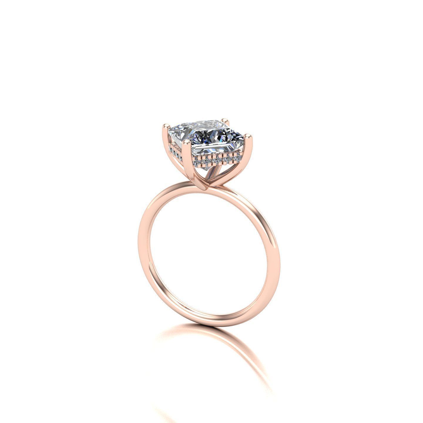 Diagonally set princess cut center engagement ring 3D model 3D ...