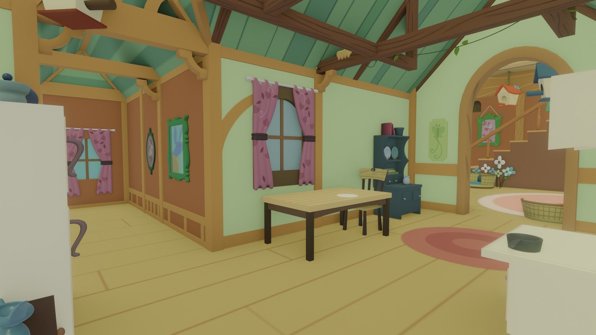 Fluttershy Cottage Inside 3D model rigged | CGTrader