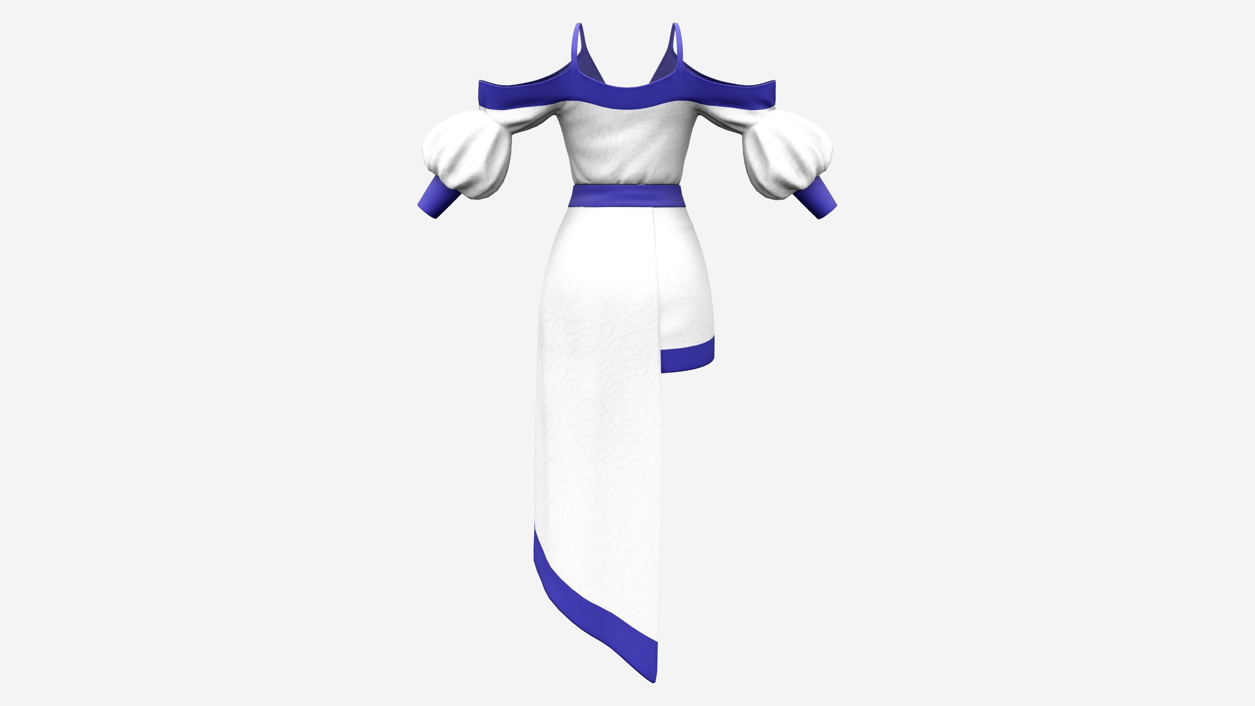 3D model Fashion Diva Outfit With Puffy Sleeves V2 VR / AR / low-poly ...
