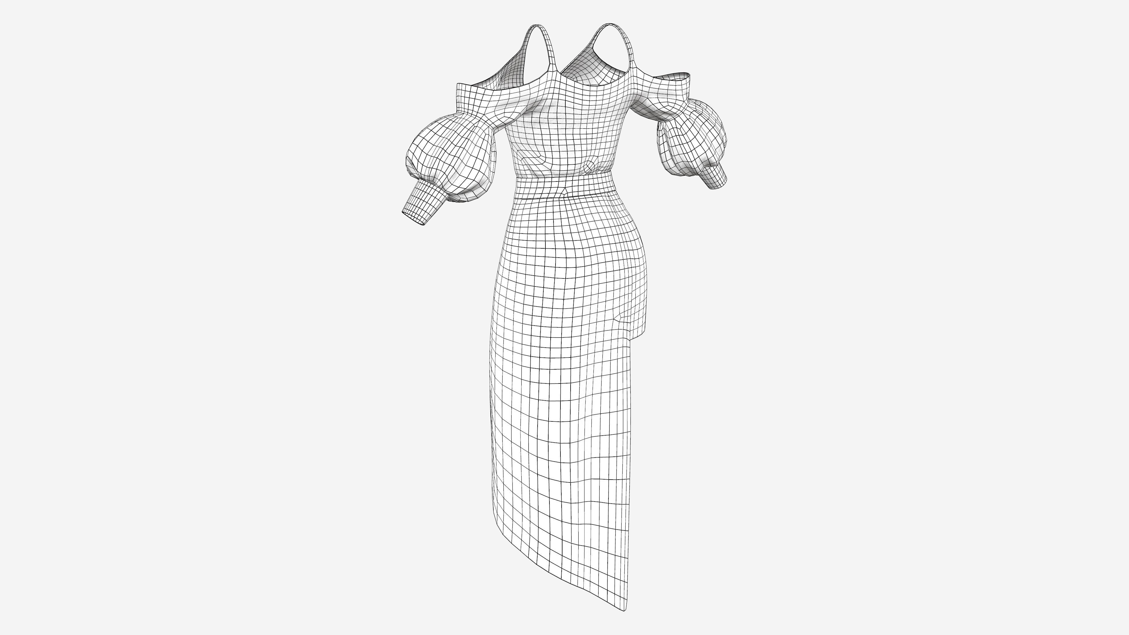 3D model Fashion Diva Outfit With Puffy Sleeves V2 VR / AR / low-poly ...