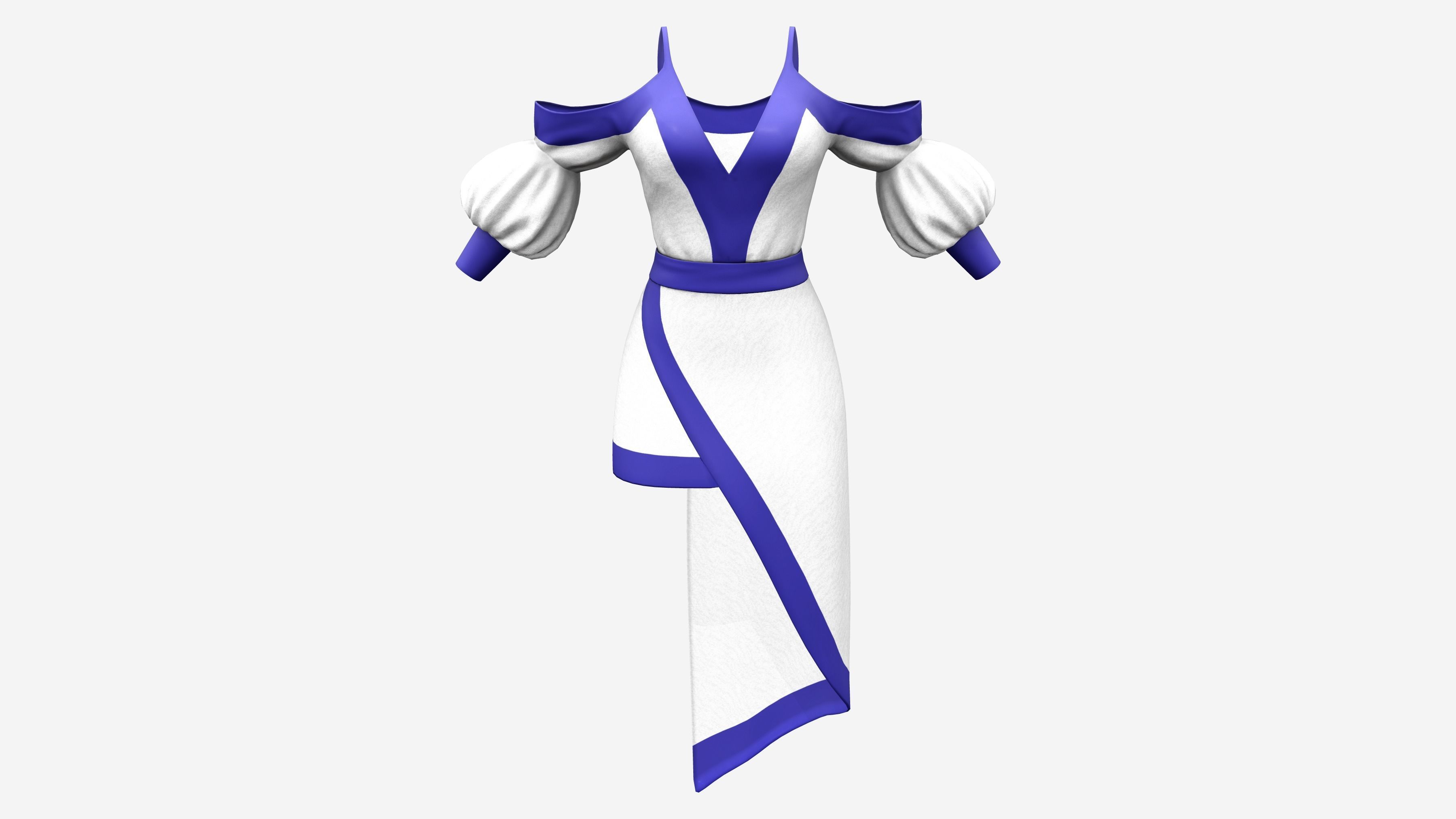 3D model Fashion Diva Outfit With Puffy Sleeves V2 VR / AR / low-poly ...