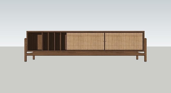 Wooden Cane TV Unit Sketchup Model Download 3D model | CGTrader