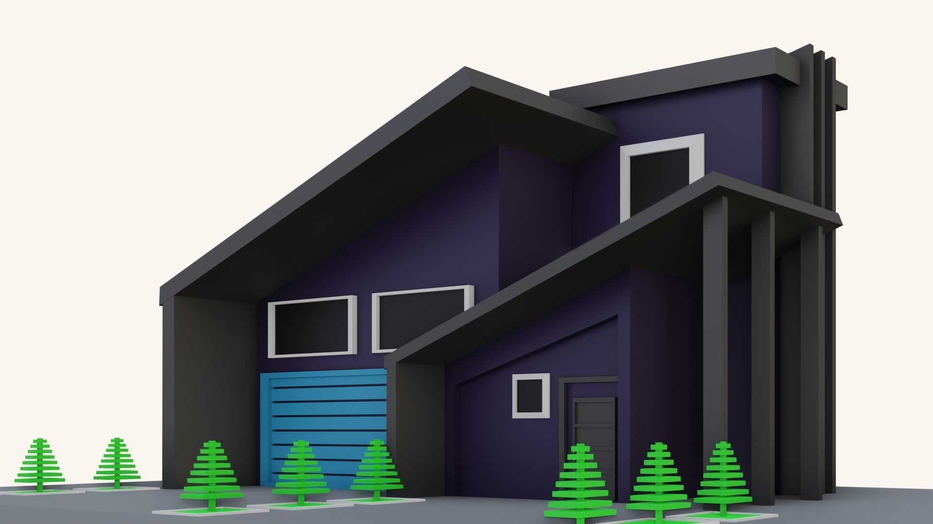 3D model Low Poly Modern House Pack - 20 VR / AR / low-poly | CGTrader