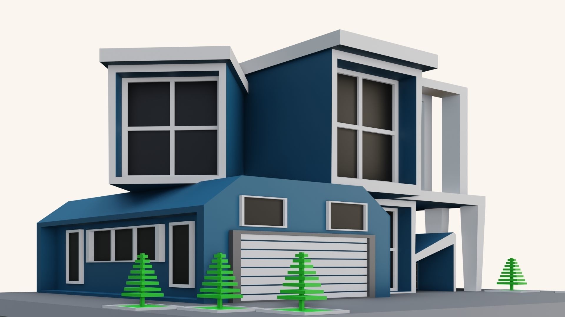 3D model Low Poly Modern House Pack - 20 VR / AR / low-poly | CGTrader