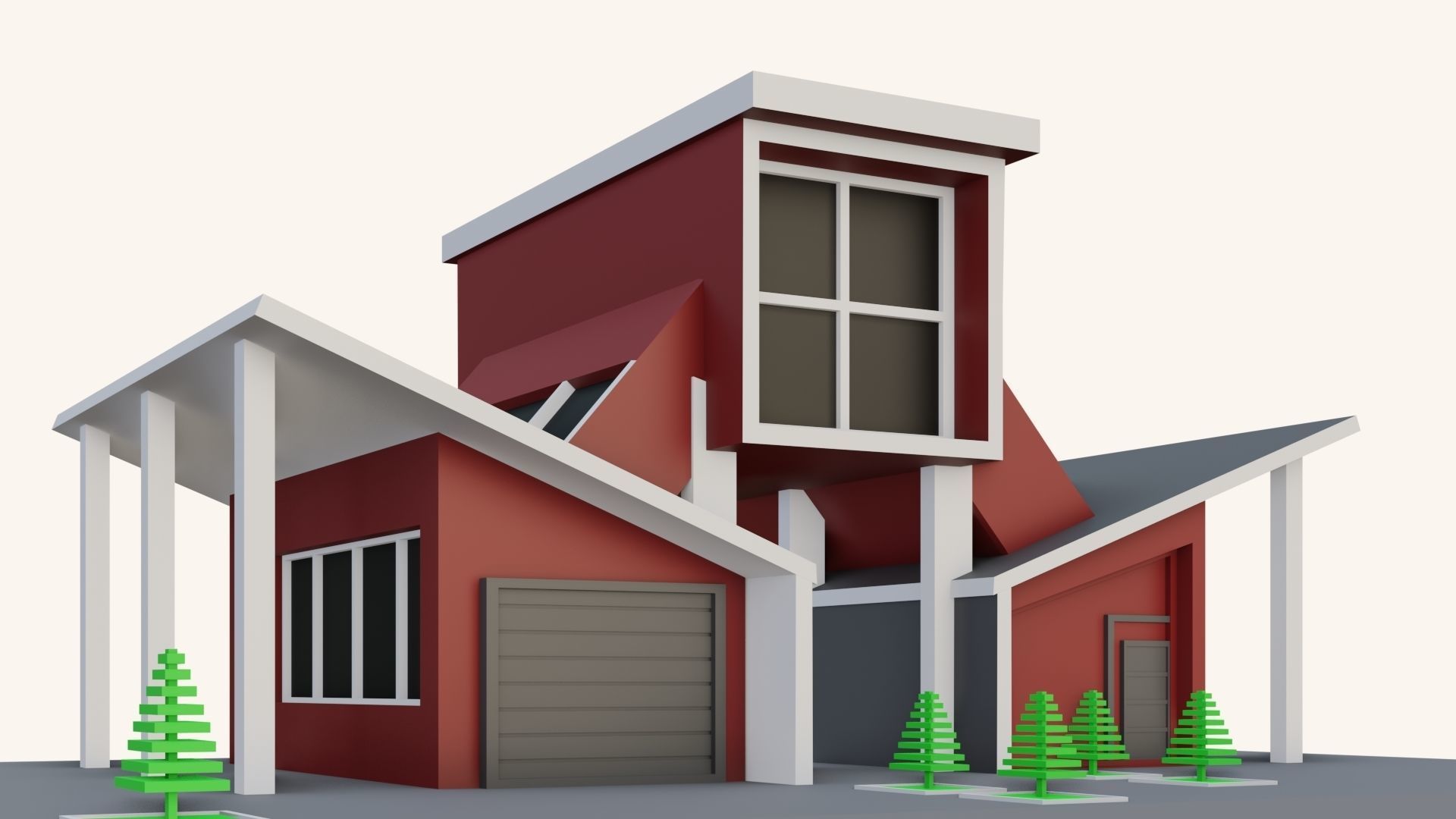 3D model Low Poly Modern House Pack - 20 VR / AR / low-poly | CGTrader