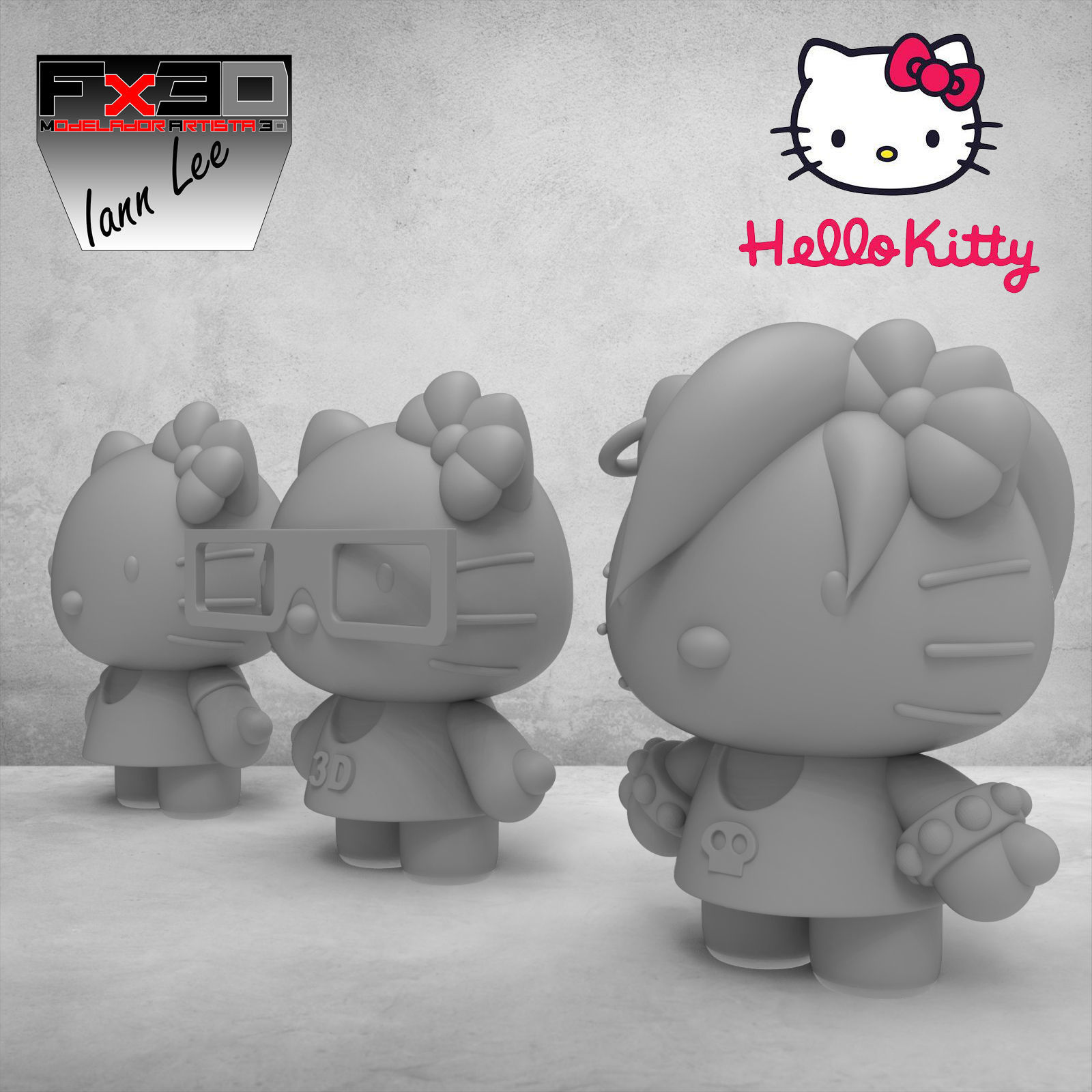 Hello Kitty x 3 Clasica 3D y Moderna STL 3D model 3D printable | CGTrader