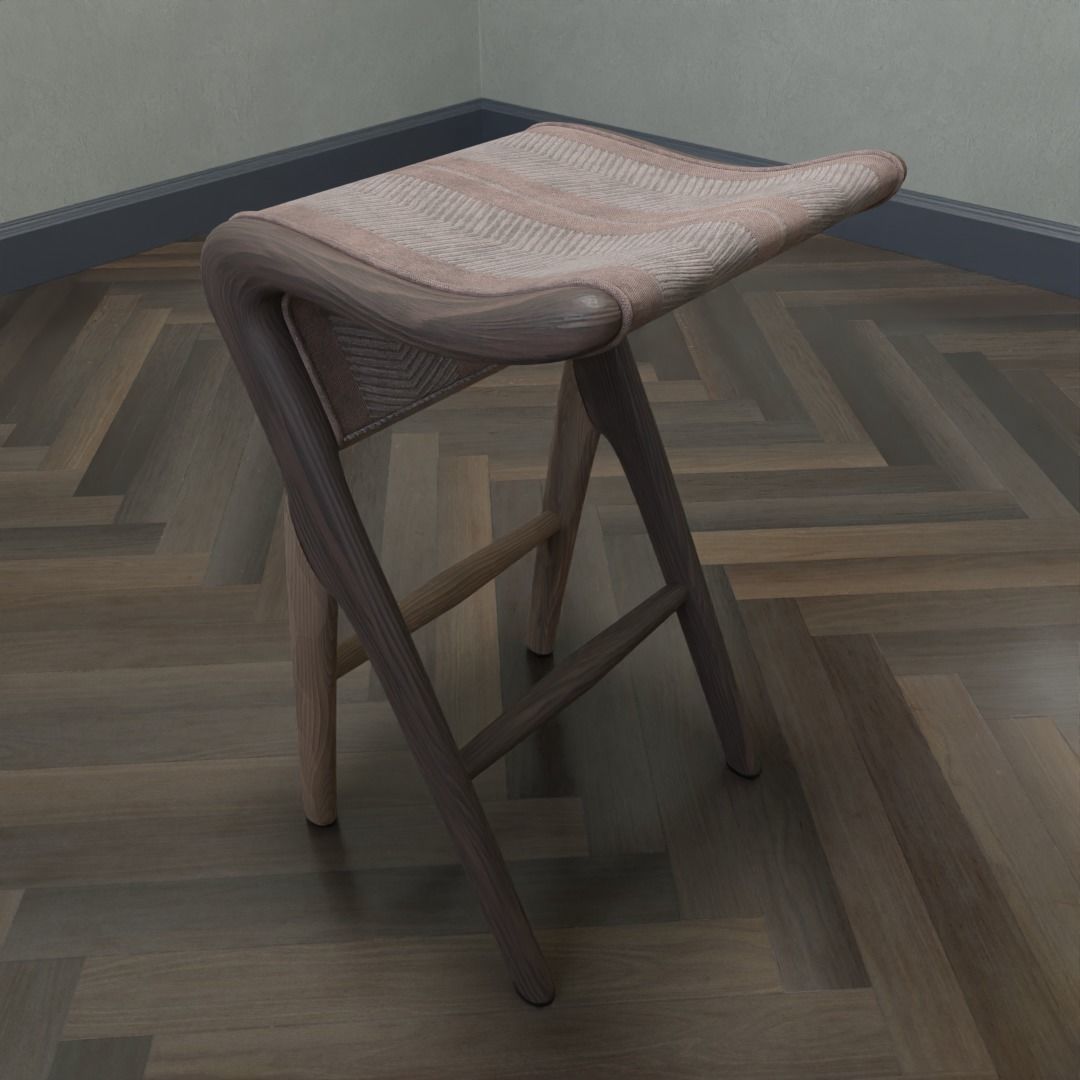 Wooden Organic Counter Stool Replica free 3D model | CGTrader