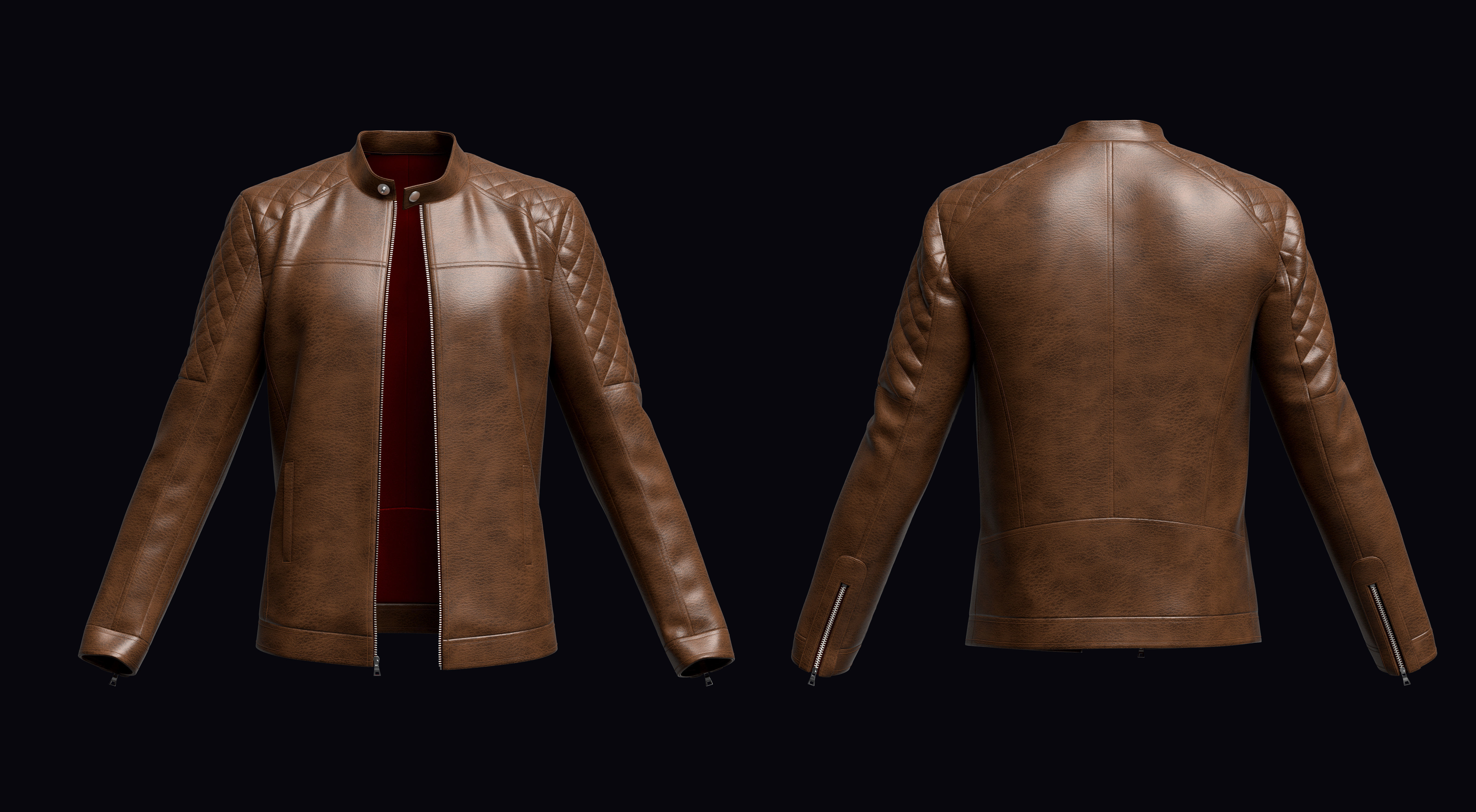Mens Leather Biker Jacket 3D model | CGTrader