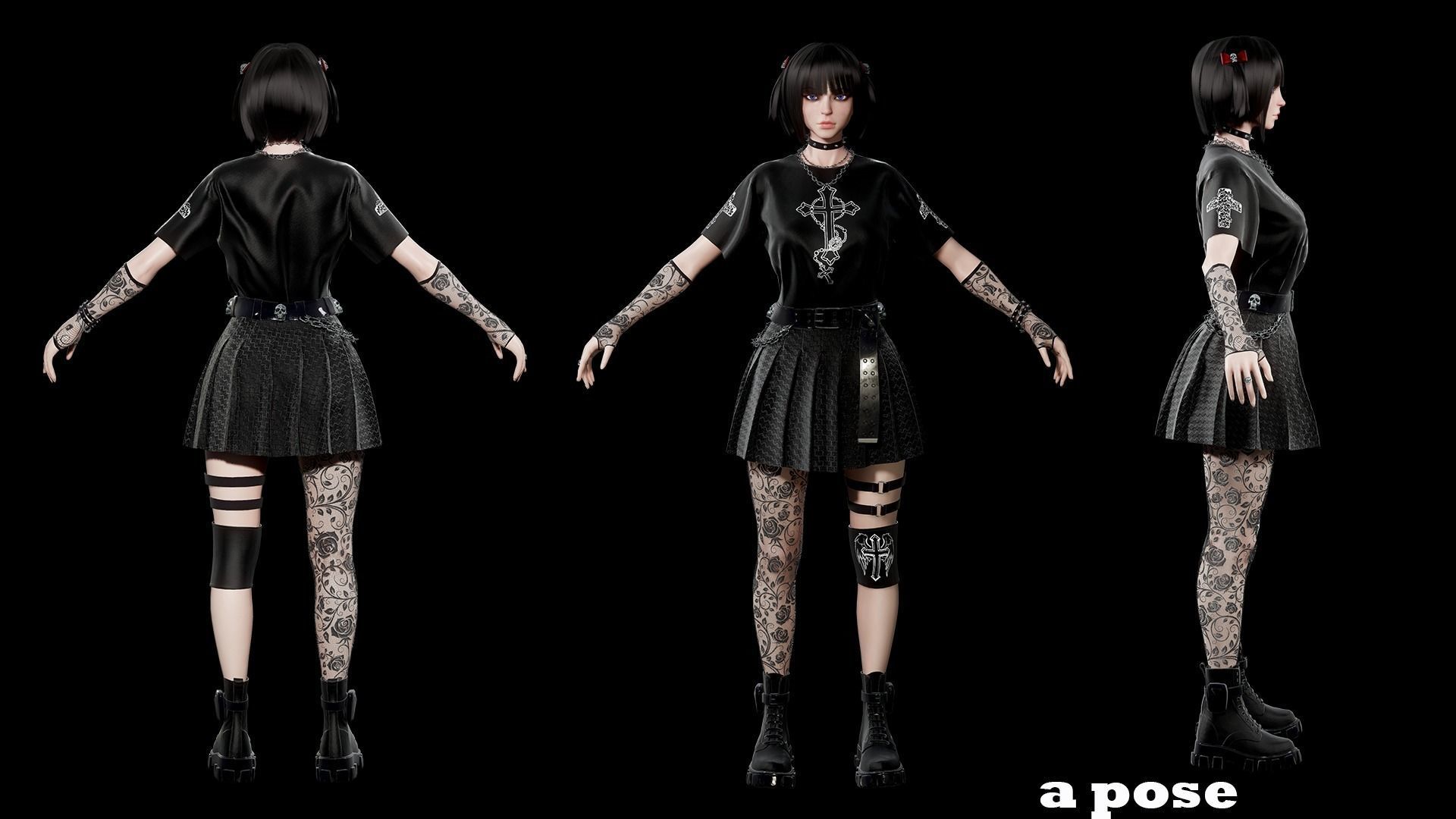 3D model Rocker Girl Hanna VR / AR / low-poly | CGTrader