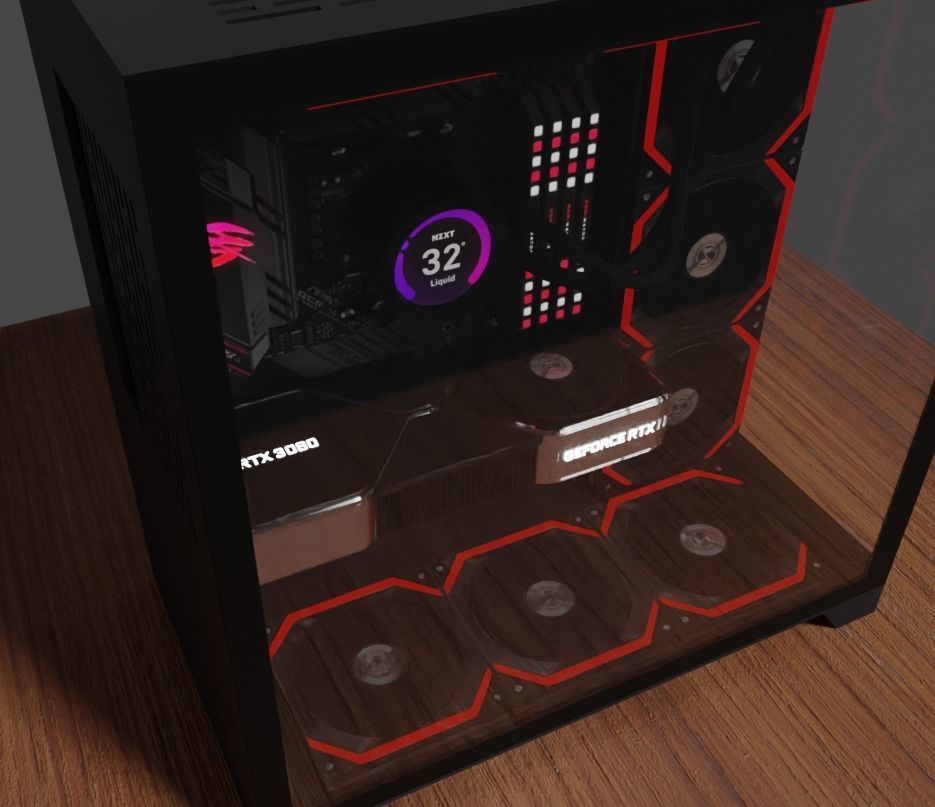 3D model Pc Gaming Lian Li X ROG X NZXT X Corsair VR / AR / low-poly ...