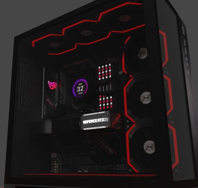 3D model Pc Gaming Lian Li X ROG X NZXT X Corsair VR / AR / low-poly ...