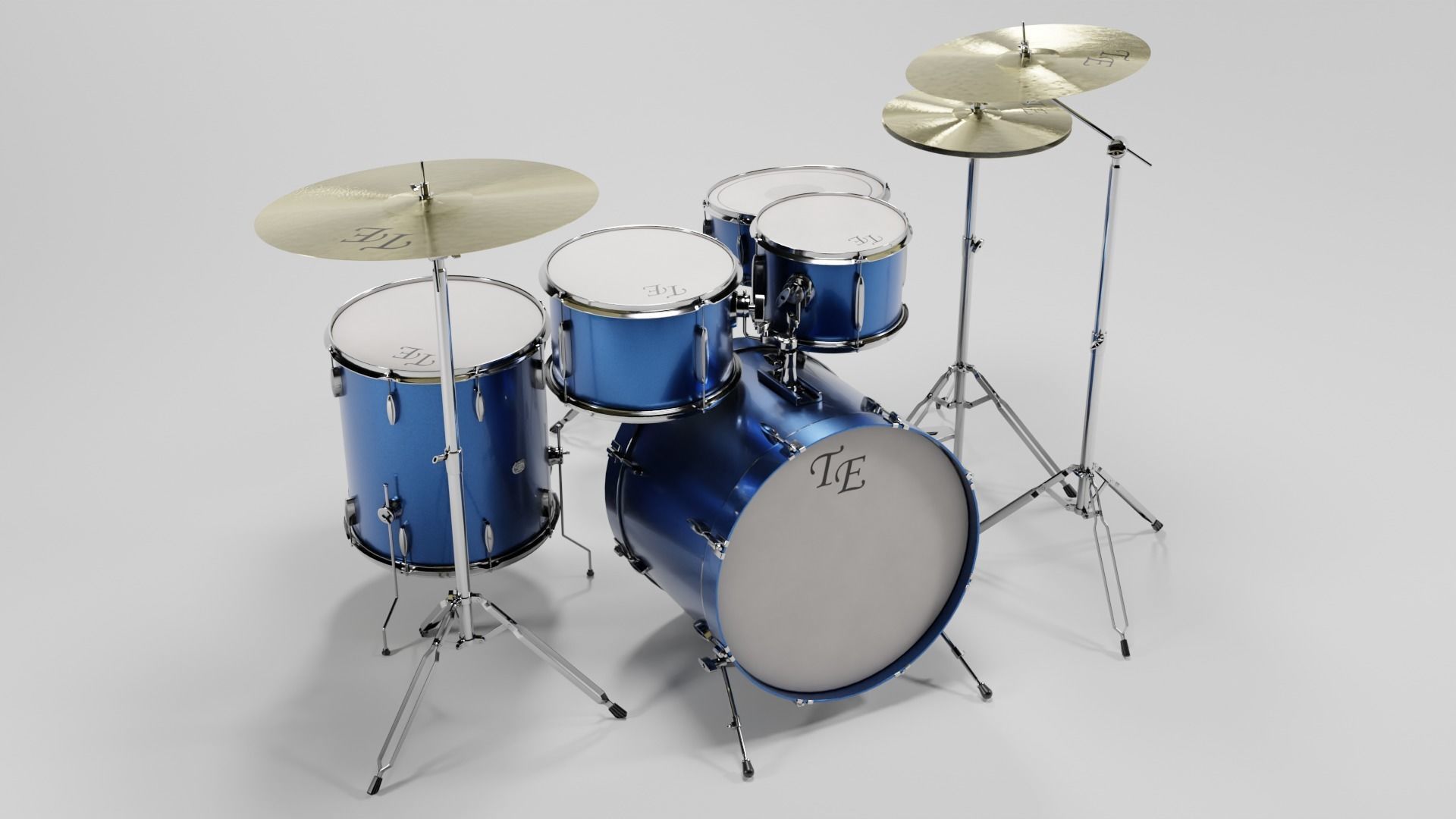 Drum Kit Metallic Blue Custom 3D model | CGTrader