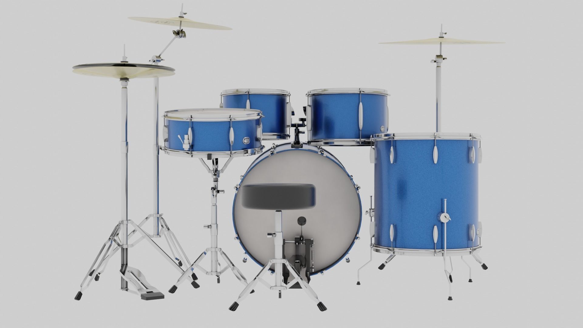 Drum Kit Metallic Blue Custom 3D model | CGTrader