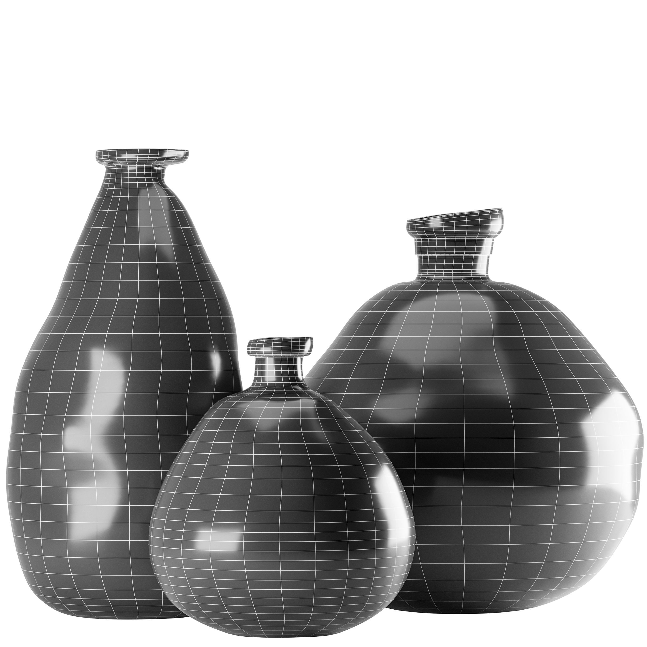 Zara Home Recycled Glass Vase Set 3D model | CGTrader