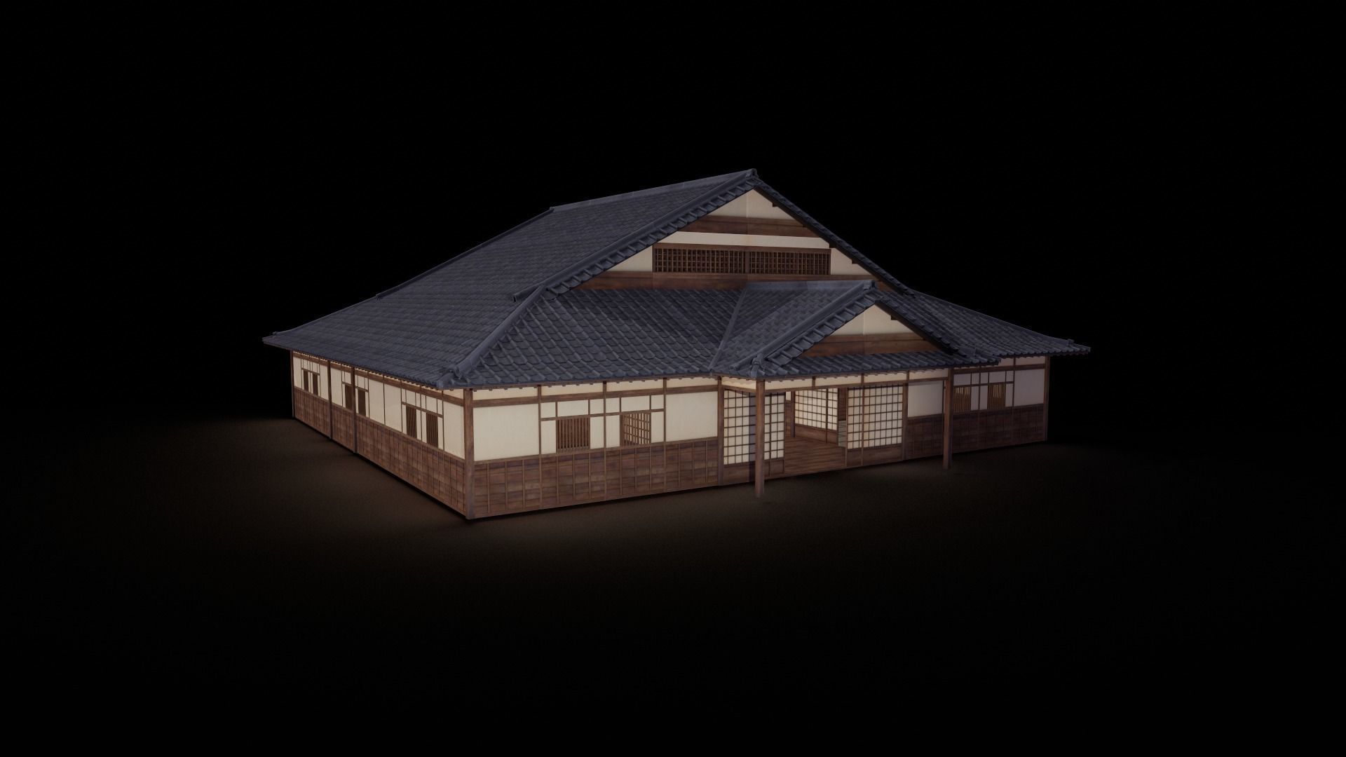 3D model Japanese traditional House Model with Interior VR / AR / low ...