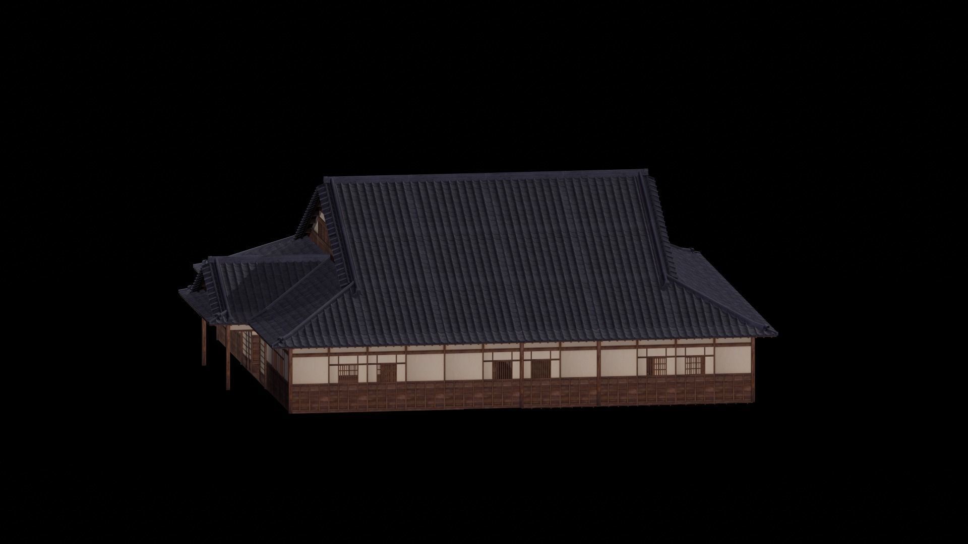 3D model Japanese traditional House Model with Interior VR / AR / low ...