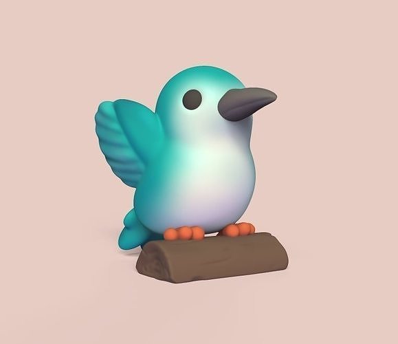 Hummingbird bird on piece of wood 3D model 3D printable | CGTrader