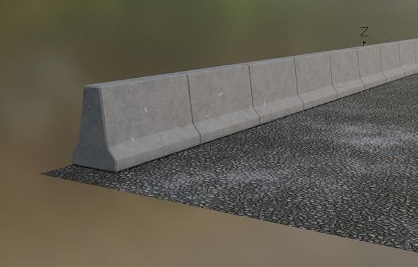 Barrier concrete curb on side of road 3D model | CGTrader