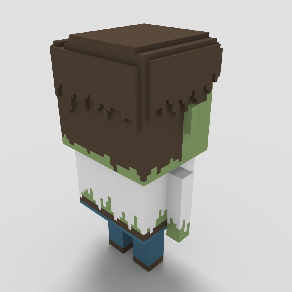 Rigged Voxel Cube Zombie 3D model animated rigged | CGTrader